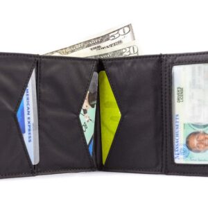 Big Skinny Men's Super Skinny Leather Bi-Fold Slim Wallet, Holds Up to 30 Cards, Black