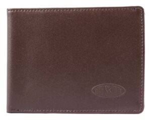 big skinny men's super stretch skinny leather bi-fold slim wallet, holds up to 30 cards, brown (sknylssbr)