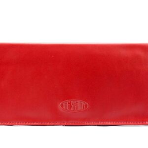 Big Skinny Women's Executive Leather Bi-Fold Checkbook Slim Wallet, Holds Up to 40 Cards, Red