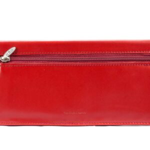 Big Skinny Women's Executive Leather Bi-Fold Checkbook Slim Wallet, Holds Up to 40 Cards, Red