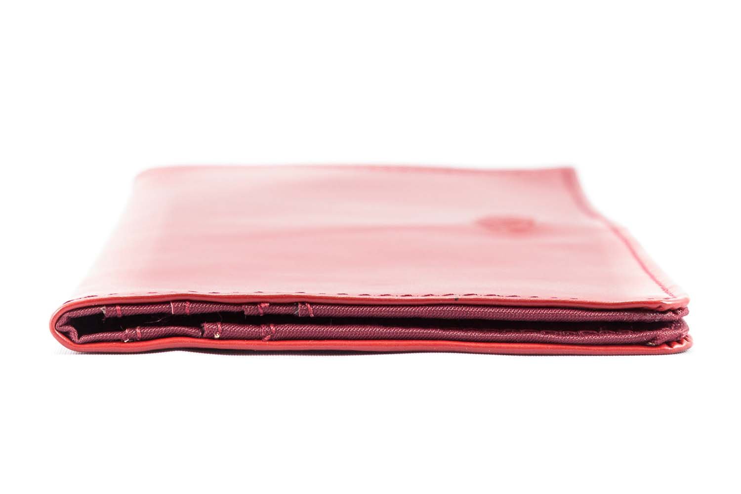 Big Skinny Women's Executive Leather Bi-Fold Checkbook Slim Wallet, Holds Up to 40 Cards, Red