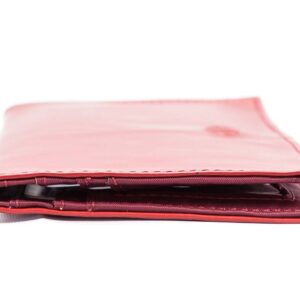 Big Skinny Women's Executive Leather Bi-Fold Checkbook Slim Wallet, Holds Up to 40 Cards, Red