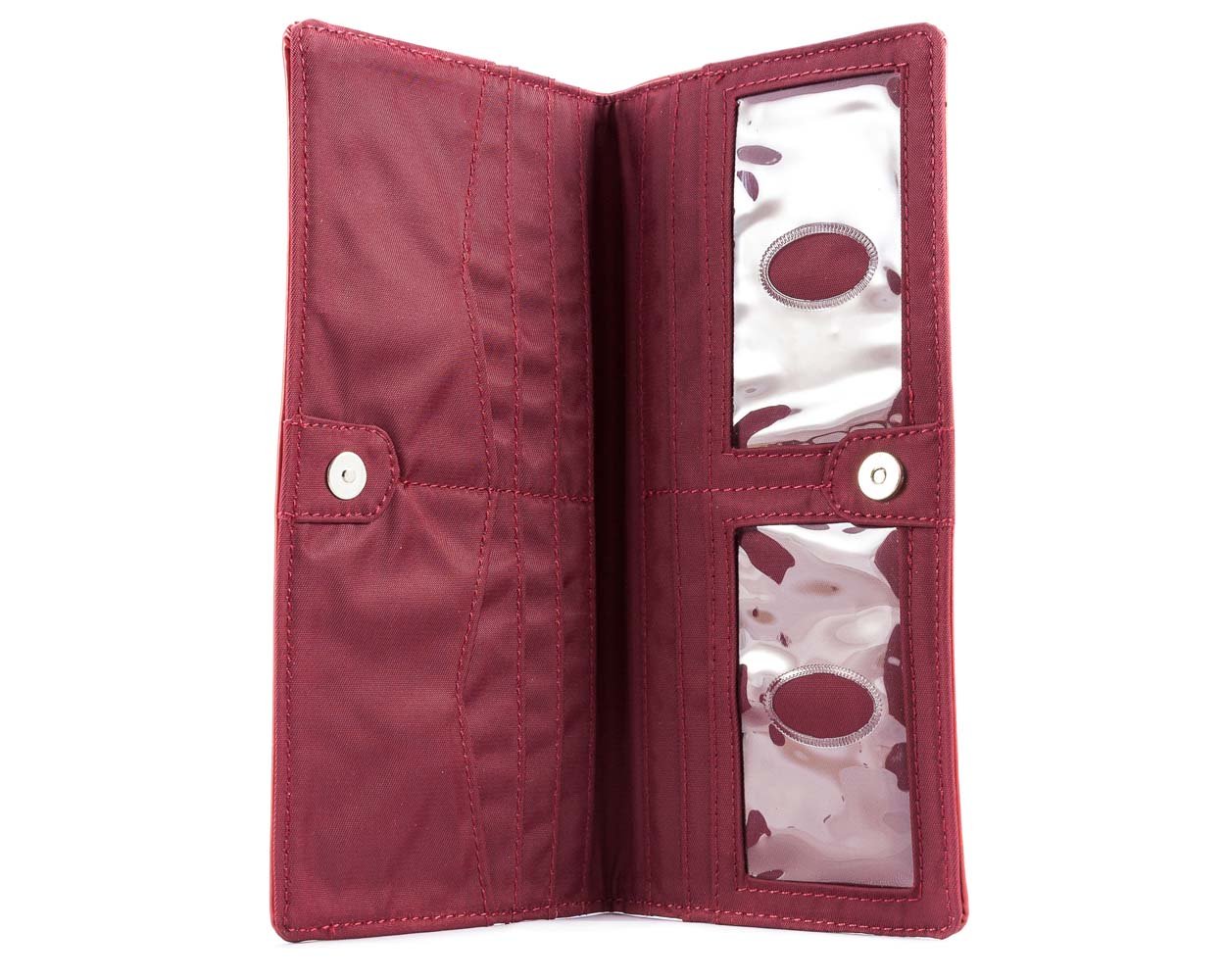 Big Skinny Women's Executive Leather Bi-Fold Checkbook Slim Wallet, Holds Up to 40 Cards, Red