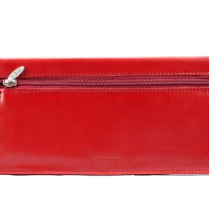 Big Skinny Women's Executive Leather Bi-Fold Checkbook Slim Wallet, Holds Up to 40 Cards, Red