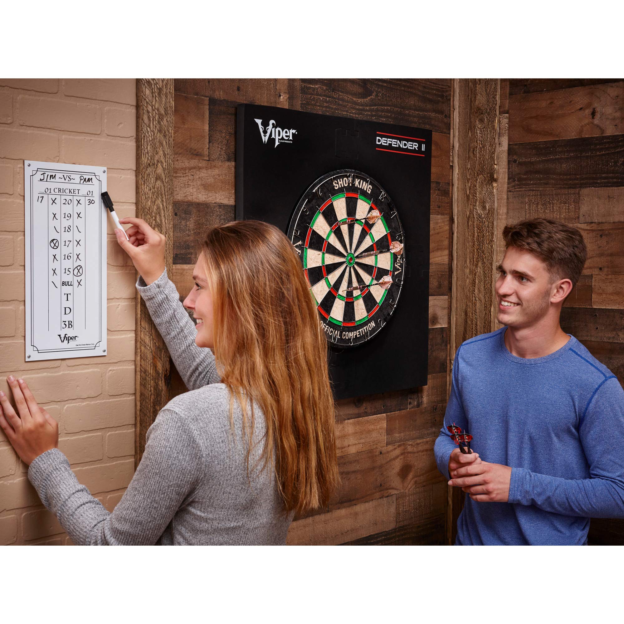 Viper Dry Erase Scoreboard, Cricket and 01 Dart Games, White, 15.375" H x 7.875" W