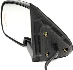 kool vue left power heated mirror compatible with chevrolet silverado 1500 2003-2006 manual fold with signal light & puddle lamp; without blind spot, memory & auto-dimming with 2 caps extended cab