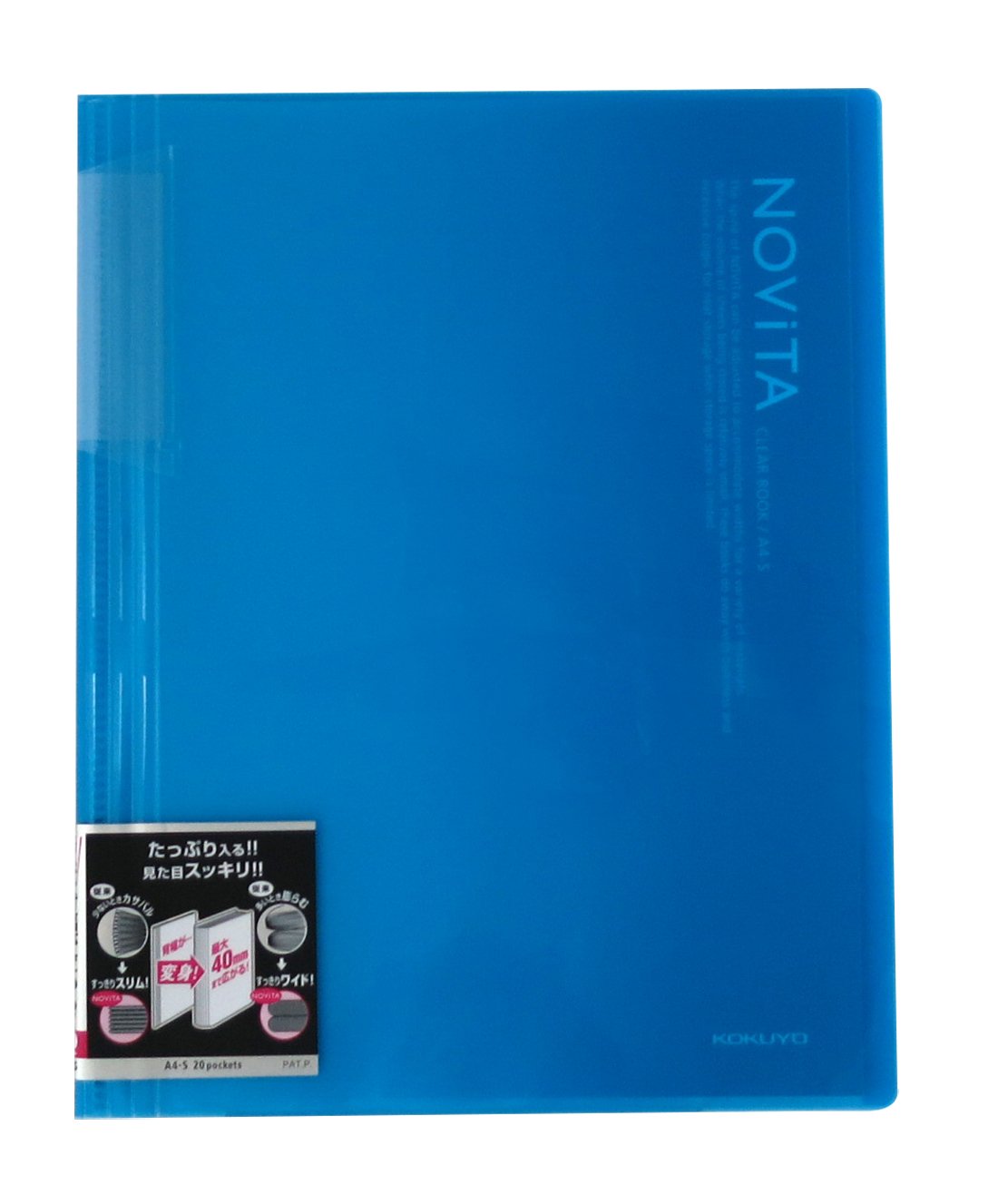 Kokuyo Novita α, Expandable File Clear Book, Display Book, Presentation Binder with Plastic Sleeves 20-Pocket Bound, Presentation Book Art Portfolio Folder, A4-S, Light Blue, Japan Import (RA-N20LB)