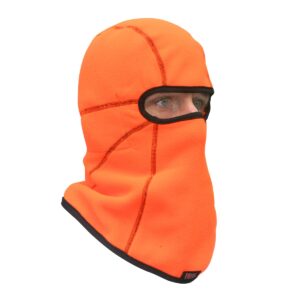 heat factory deluxe fleece balaclava face mask with 5 hand heat warmer pockets, blaze