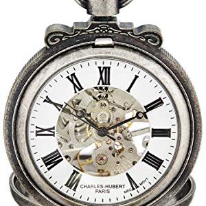 Charles-Hubert, Paris 3867-S Classic Collection Antiqued Finish Double Hunter Case Mechanical Pocket Watch