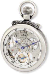 charles-hubert, paris 3869-s classic collection antiqued finish open face mechanical pocket watch