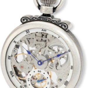 Charles-Hubert, Paris 3869-S Classic Collection Antiqued Finish Open Face Mechanical Pocket Watch