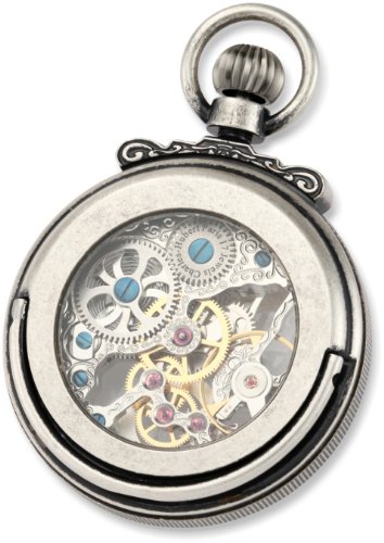 Charles-Hubert, Paris 3869-S Classic Collection Antiqued Finish Open Face Mechanical Pocket Watch