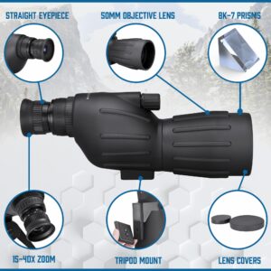 BARSKA Colorado Spotting Scopes with Tripod for Hunting Birding Target Shooting - 15-40x50