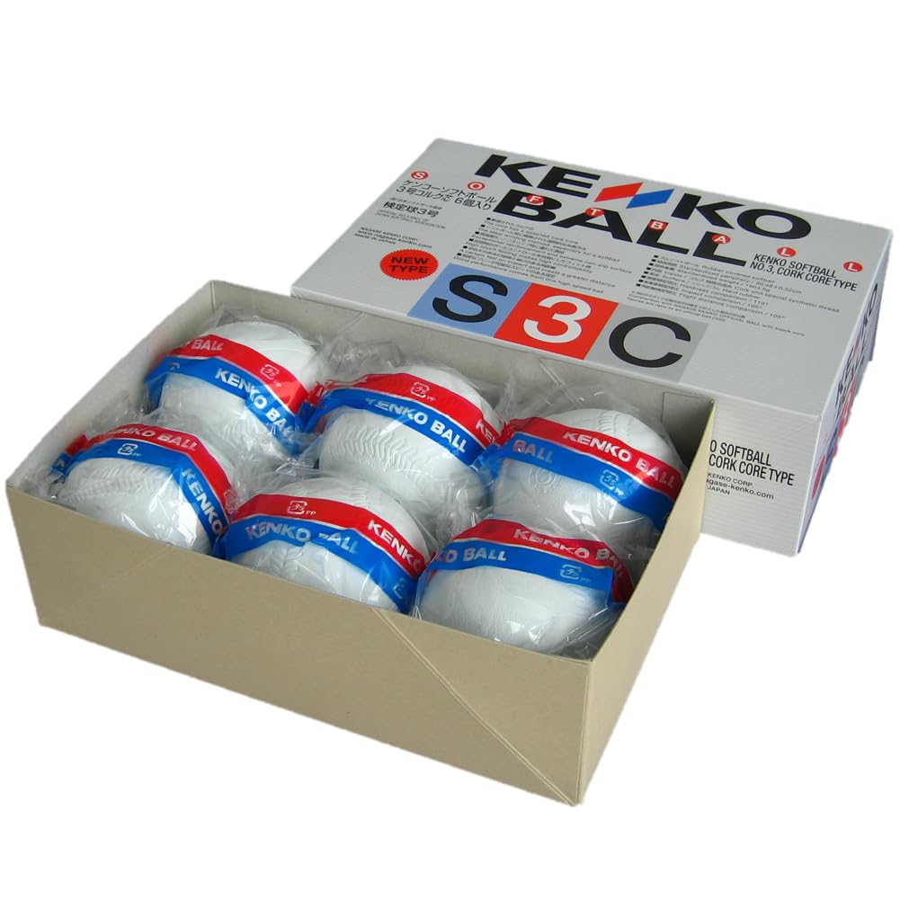 KENKO S3C-New Kenko Softball No. 3 Cork Core Box (6 Pieces)