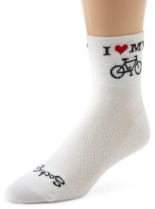 sockguy, men's classic weight socks, 3-inch cuff height - large/x-large, heart my bike