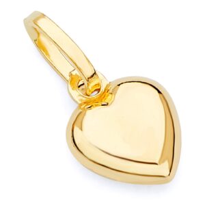 14k real yellow gold heart charm pendant