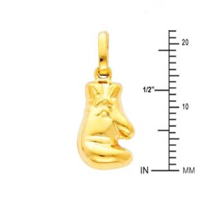 14k REAL Yellow Gold Boxing Glove Charm Pendant