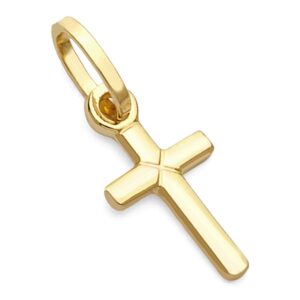 14k real yellow gold tiny latin style cross charm pendant