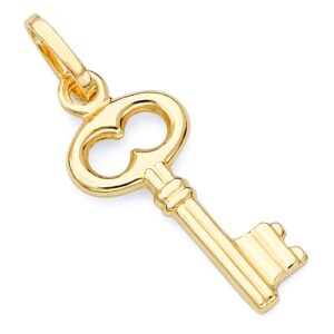 14k real yellow gold key charm pendant