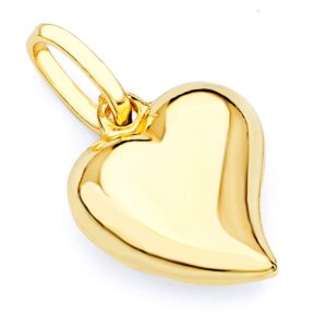 14k real yellow gold heart charm pendant