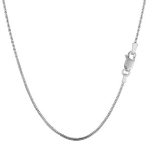 sterling silver rhodium plated round snake chain necklace, 1.1mm, 16"