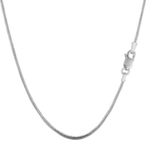 sterling silver rhodium plated round snake chain necklace, 1.4mm, 24"