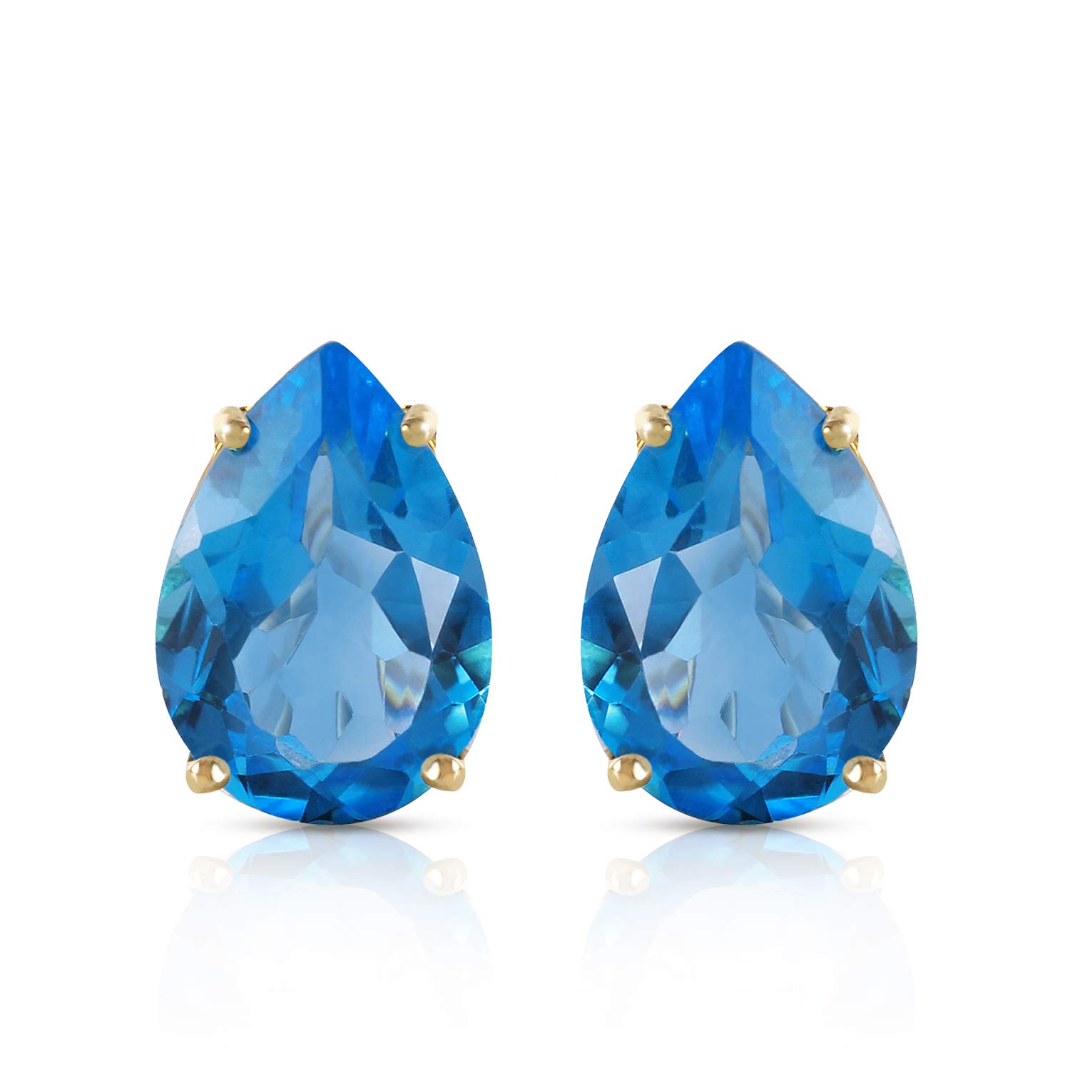 Galaxy Gold GG 14K Yellow Gold 10ct Blue Topaz French Clip Earrings