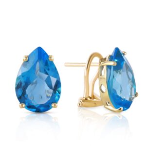 Galaxy Gold GG 14K Yellow Gold 10ct Blue Topaz French Clip Earrings