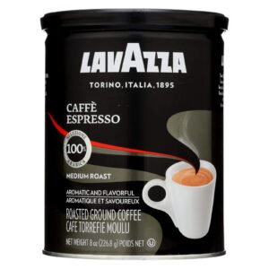 lavazza caffe espresso ground coffee, medium roast 8 oz cans full case of 12