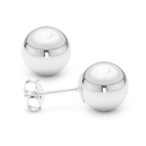 14k white gold ball stud earrings, 7mm