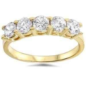 p3 pompeii3 1 1/4ct diamond wedding 14k yellow gold anniversary ring 5-stone high polished - size 8