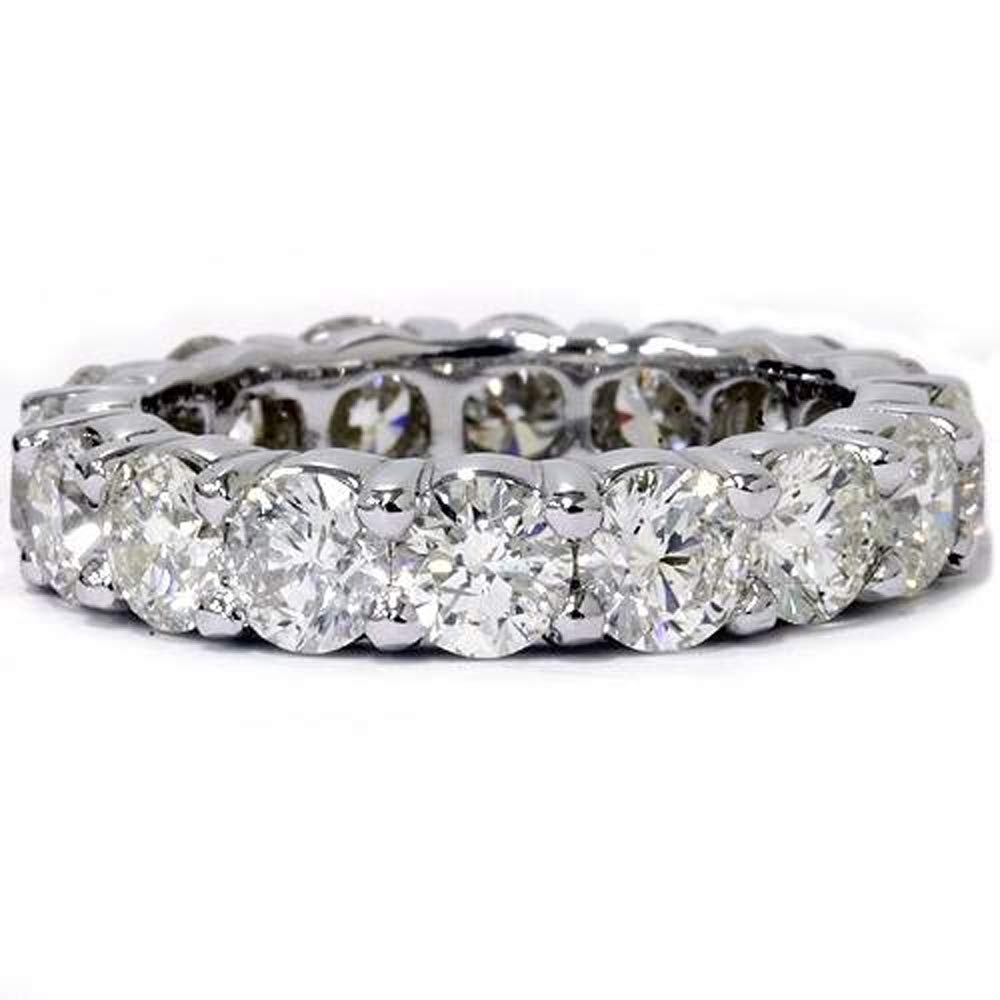 Pompeii3 14k White Gold 5Ct TW Round-Cut Natural Diamond Eternity Ring Round-Cut Wedding Band Women's Anniversary Band