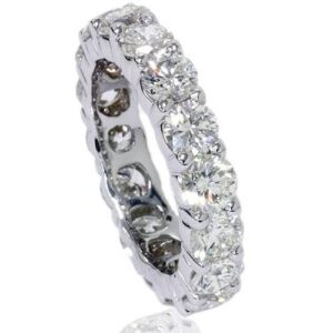 Pompeii3 14k White Gold 5Ct TW Round-Cut Natural Diamond Eternity Ring Round-Cut Wedding Band Women's Anniversary Band