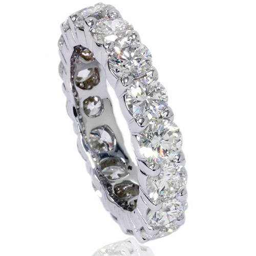 Pompeii3 14k White Gold 5Ct TW Round-Cut Natural Diamond Eternity Ring Round-Cut Wedding Band Women's Anniversary Band