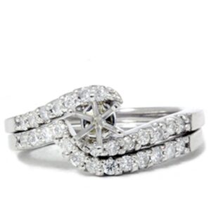 1/2ct semi mount engagement curve wedding ring set 14k - size 6