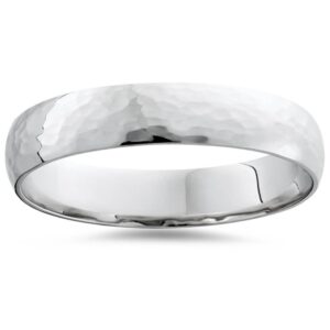 p3 pompeii3 14k white gold 4mm hammered wedding band ring new - size 8