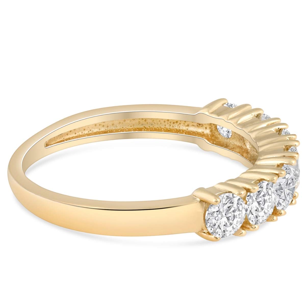 P3 POMPEII3 1ct Diamond Wedding Ring Anniversary 14k Yellow Gold 7-Stone Womens Band - Size 7