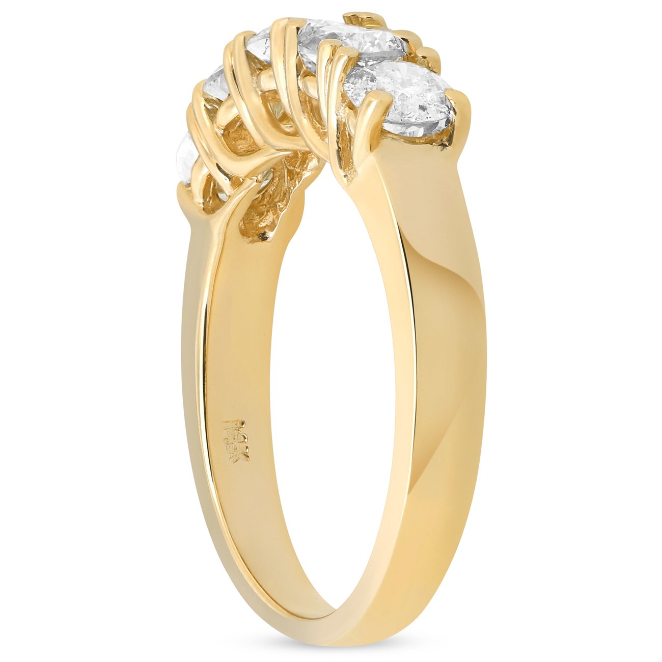 P3 POMPEII3 14k Yellow Gold 1 1/2 Ct T.W. Round-Cut Natural Diamond Wedding Ring Five Stone Anniversary Women's Stackable Band