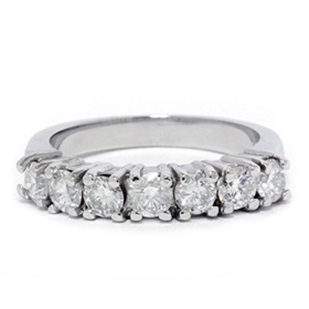 P3 POMPEII3 14k White Gold 1 Ct T.W. Round-Cut Natural Diamond Wedding Ring Women's Anniversary 7-Stone Band