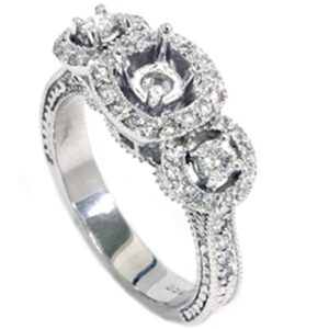 p3 pompeii3 1/2ct si vintage diamond engagement engraved mounting - size 6