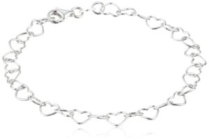 amazon essentials sterling silver 5.3mm heart-link bracelet, 7.25' (previously amazon collection)