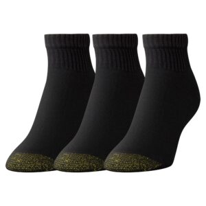 goldtoe women's ultratec quarter socks, 3-pairs, black, medium