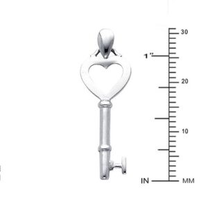 14k REAL White Gold Key to My Heart Charm Pendant