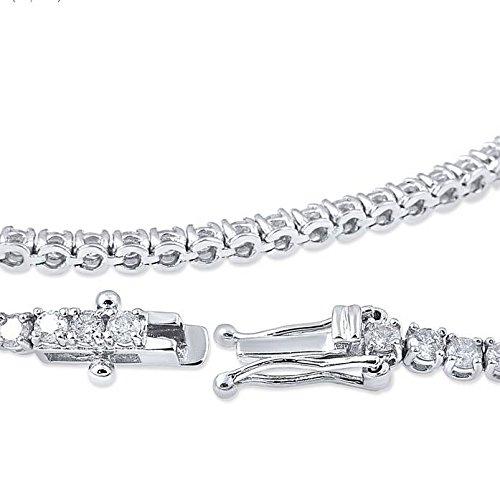 P3 POMPEII3 14k White Gold 3ct Round-Cut Natural Real Diamond Tennis Bracelet 7" Double Locking Clasp