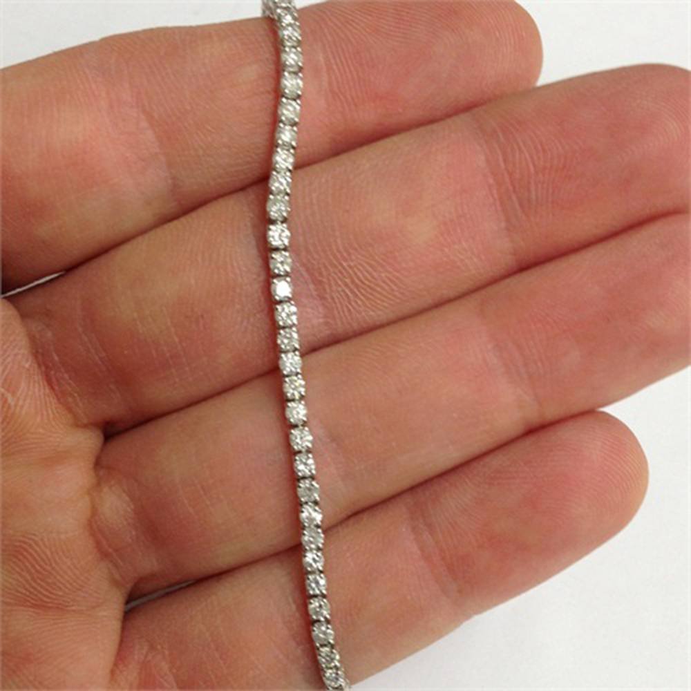 P3 POMPEII3 14k White Gold 3ct Round-Cut Natural Real Diamond Tennis Bracelet 7" Double Locking Clasp