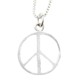 sterling silver peace sign charm necklace, 16"