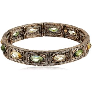 1928 jewelry brass peridot jonquil stretch bracelet