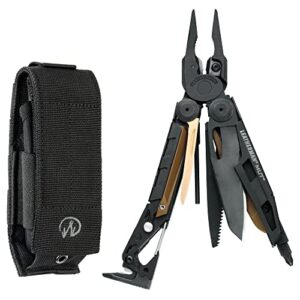 leatherman, mut multitool with premium replaceable wire cutters and firearm tools, black with molle black sheath