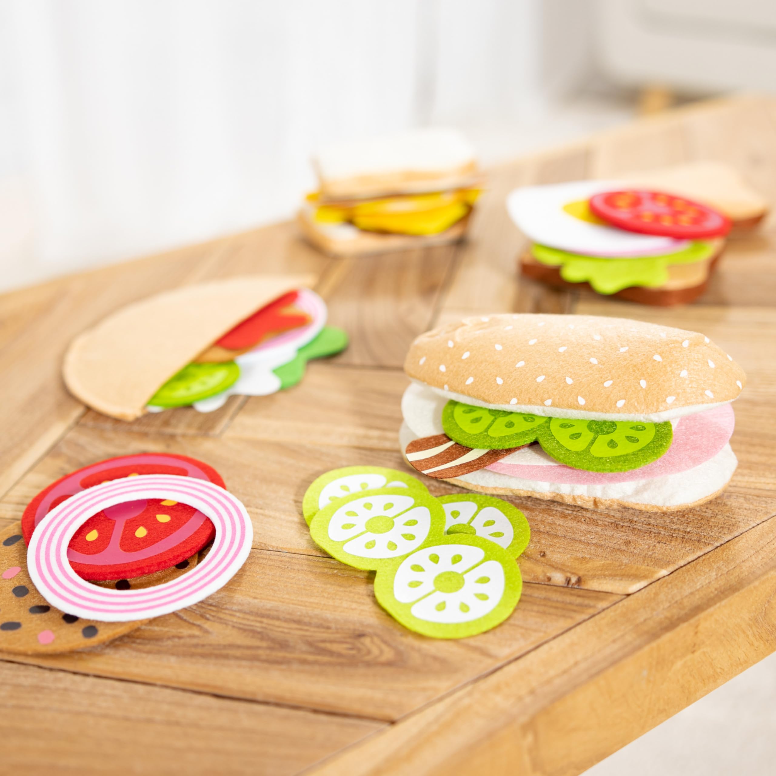 Melissa & Doug Felt Food Sandwich Play Food Set (33 pcs) - Felt Sandwich Play Set For Kids Kitchen, Pretend Play Sandwich, Felt Sandwich Toy For Toddlers Kids Ages 2+,Orange