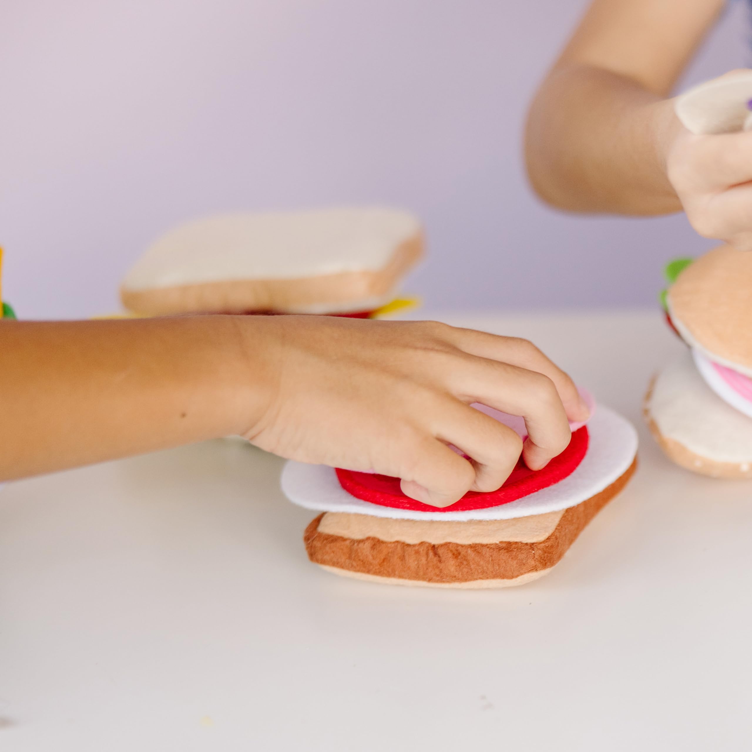 Melissa & Doug Felt Food Sandwich Play Food Set (33 pcs) - Felt Sandwich Play Set For Kids Kitchen, Pretend Play Sandwich, Felt Sandwich Toy For Toddlers Kids Ages 2+,Orange